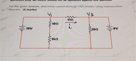 solved for the given network determine current through 15Ω