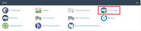 how to check disk space usage in cpanel hostmight support