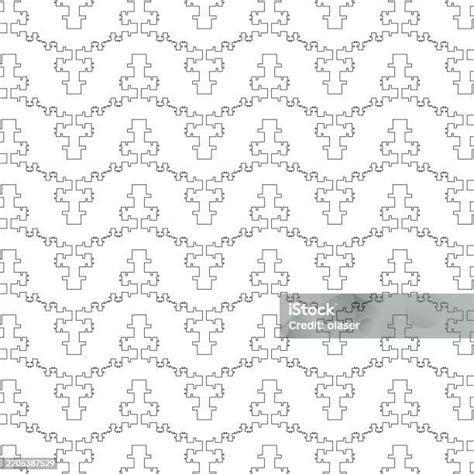 맞물리는 모양과 물결 모양의 선을 특징으로 하는 양식화된 선형 패턴으로 평범한 배경에 리드미컬하고 매력적인 디자인을 만듭니다 디자인에 대한 스톡 벡터 아트 및 기타 이미지