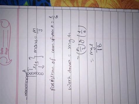 A Uniform Chain Of Length L And Mass M Is Lying On A Smooth Table And One Third Of Its Length Is