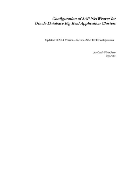 Configuration Of Sap Netweaver For Oracle 10g Pdf Oracle Database