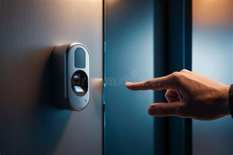 Hand Using Fingerprint Scanner For Secure Access Smart Home Technology Office Security Systems