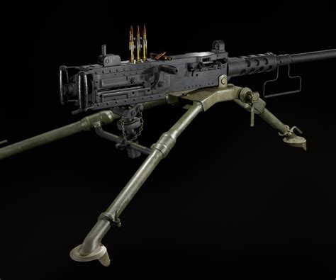 Artstation M2 Browning Heavy Machine Gun Lowpoly Game Assets