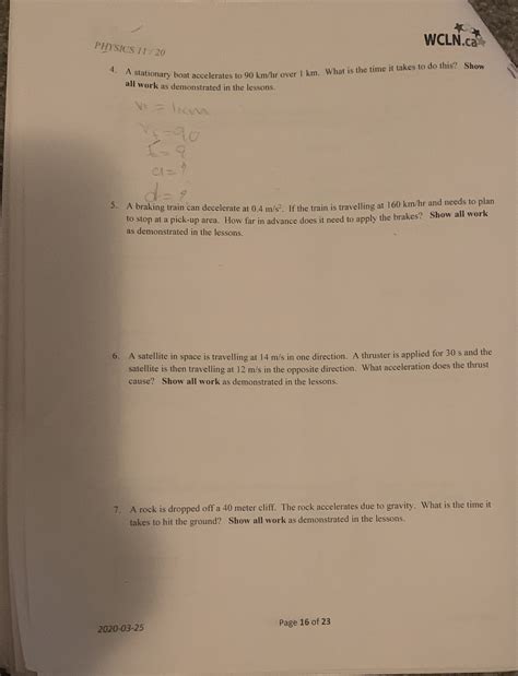 [solved] Wcln Ca Physics 11 20 4 A Stationary Boat Accelerates To 90 Course Hero