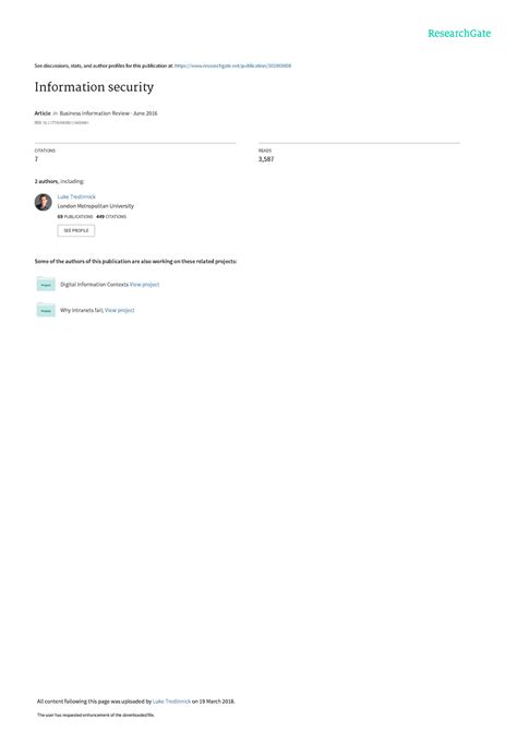 Information Security Lecture Notes 1 See Discussions Stats And