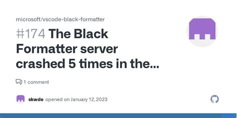 The Black Formatter Server Crashed 5 Times In The Last 3 Minutes The