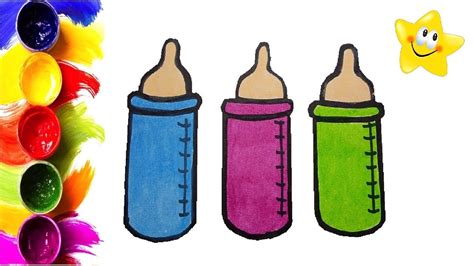 Рисунок раскраска для детей БУТЫЛОЧКА ДЛЯ МЛАДЕНЦА Мультик Раскраска Учим цвета Стихи для