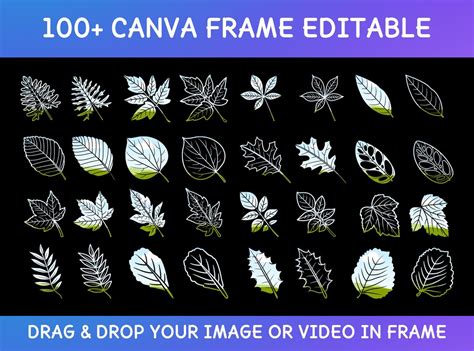 Frame Canva Editable Canva Templates Canva Leaves Canva Frame PNG Editable Leaf Canva Frame
