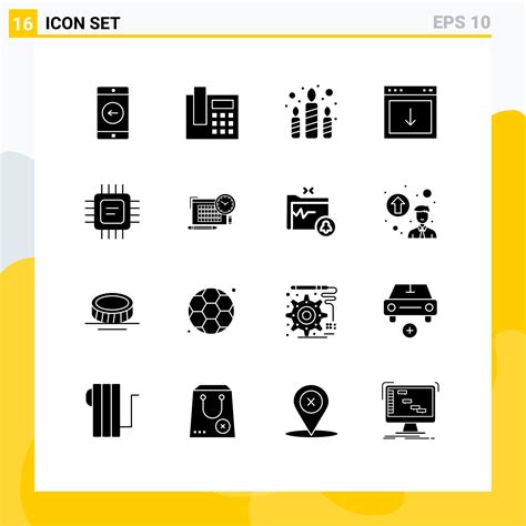 16 Creative Icons Modern Signs And Symbols Of Cpu South Fire Element Arrow Editable Vector