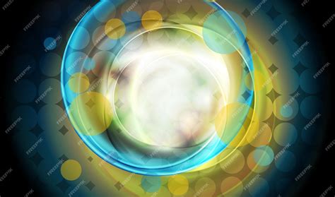 Premium Vector Colorful Glowing Abstract Circular Shapes Tech Background