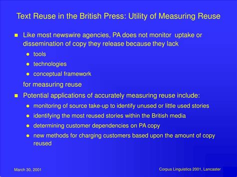 Ppt The Meter Corpus A Corpus For Analysing Journalistic Text Reuse Powerpoint Presentation
