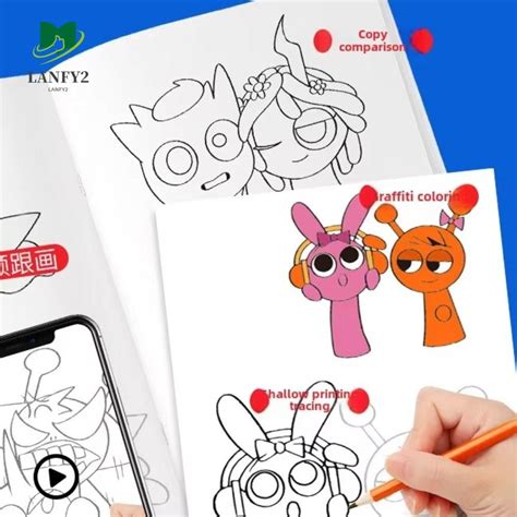 Alanfy Sprunki สมุดระบายสีการ์ตูน ภาพวาด Tracing Graffiti Copy Sketch Book เครื่องเขียน