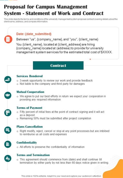 Proposal For Campus Management System Statement Work One Pager Sample Example Document Ppt Slide