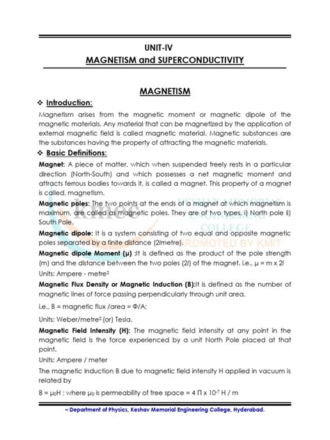 Physics Unit Iv Notes Pdf Magnetism Ferromagnetism