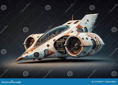 Wondrous Futuristic Small Sci Fi Space Racer With Engine For Space Racing Stock Illustration