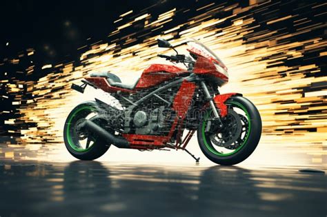 Pixelated Speed Trails Behind A Heavy Bike Create Dynamic Visual Stock