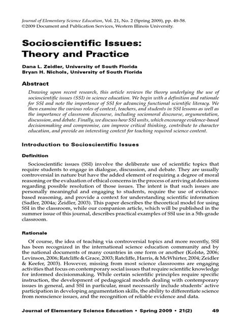 Socio Scientific Issues Pdf Critical Thinking Science Education