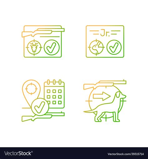 Hunting Regulations Gradient Linear Icons Set Vector Image