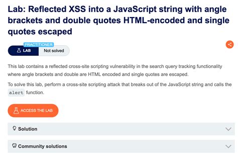 Portswigger靶场之将反射型 Xss 注入到带有尖括号和双引号的 Javascript 字符串中，并使用 Html 编码和单引号进行