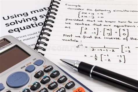 Step To Using Matrices When Solving System Of Equations Stock Image Image Of Exam Education