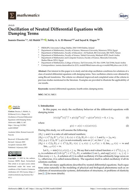 Pdf Oscillation Of Neutral Differential Equations With Damping Terms