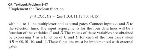Solved Q7 Textbook Problem 3 47 Implement The Boolean