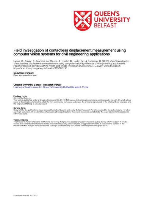 Pdf Field Investigation Of Contactless Displacement Measurement Using