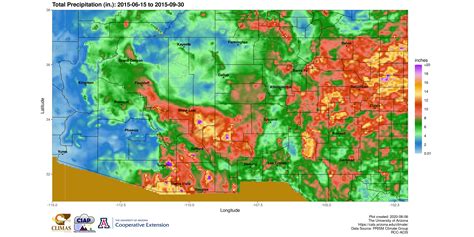 Southwest Us Summer Monsoon Season Precipitation Mapping 2015