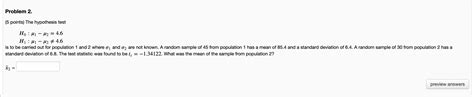 Solved Problem 2 5 Points The Hypothesis Test