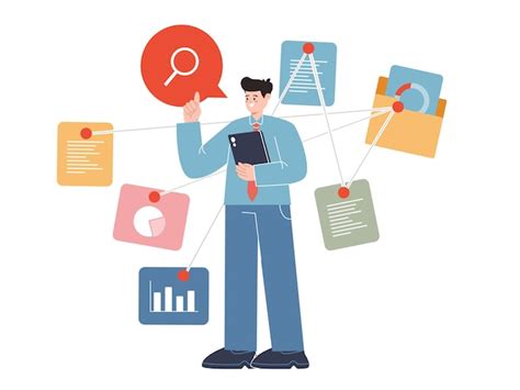 Premium Vector Business Man Collecting Information Data Organize