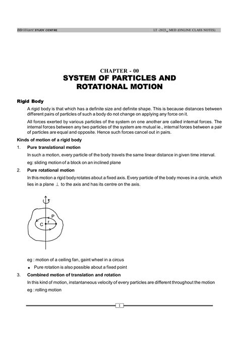 system of particles and rotational motion lecture notes willington