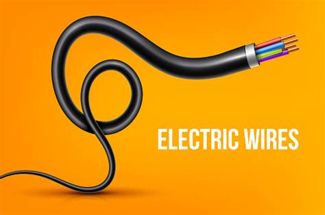 유연한 전기 구리 와이어의 창조적 인 벡터 일러스트 레이 션 투명 한 배경에 고립 된 네트워크 곡선 된 전원 케이블 아트 디자인 전자 및 연결 추상적인 개념 그래픽 요소