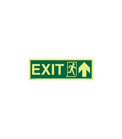 Direction Signs Photoluminescent Rigid PVC EXIT Running Man Symbol Arrow Up On Right