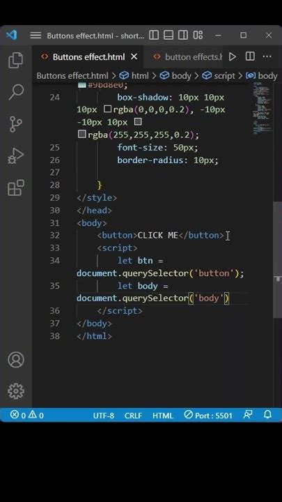 🔥button Effect Using Css Html And Js Shorts Ytshorts Youtube