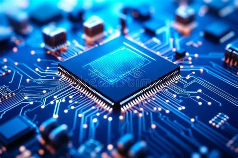 A Close Up Of A Computer Chip On A Circuit Board Stock Image Image Of Background Looking