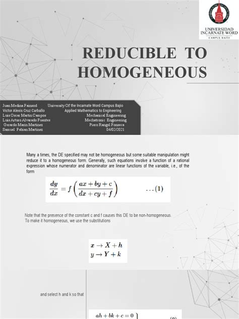 Differential Equations Reducible To Homogeneous Form Pdf