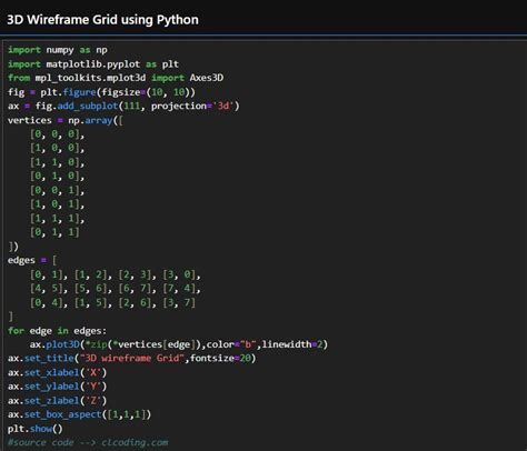 3d Wireframe Grid Using Python ~ Computer Languages Clcoding