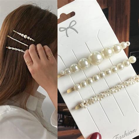 Купить Заколки с имитацией жемчуга, бисерные геометрические женские ...