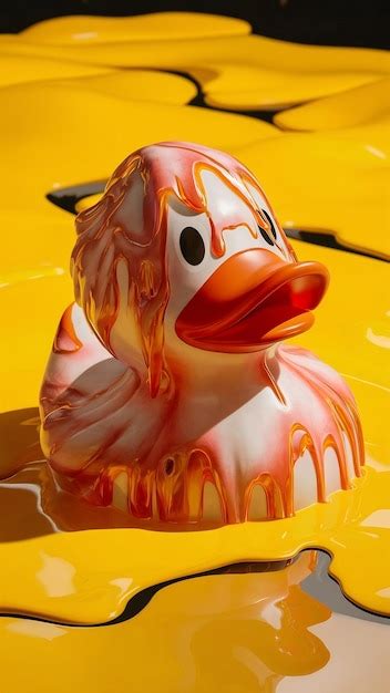 3d Rendering Of Rubber Duck Melting Premium Ai Generated Image