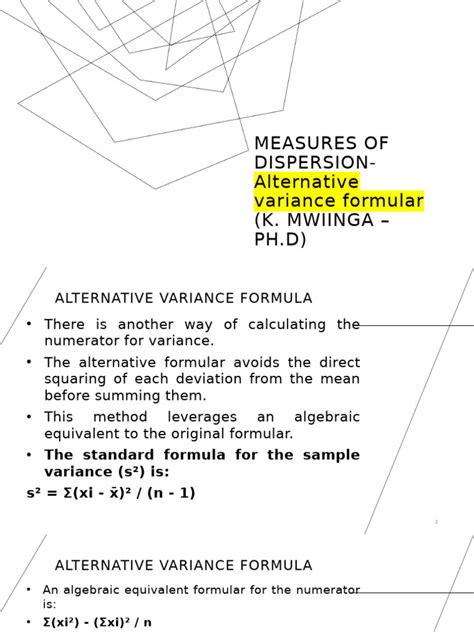 Alternative Variance Formula Numerator Pdf