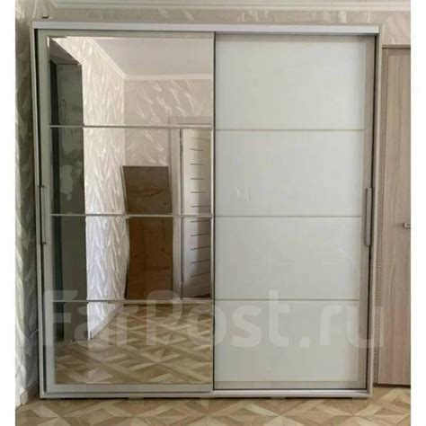 Шкаф купе 2 метра ясень белый лдсп с зеркалом 196 0 см 217 0 см 59