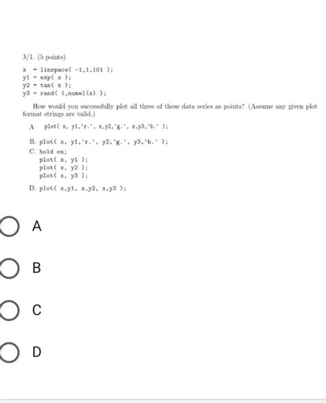 Solved 31 5 Points Linspace 11 101 Yi Expx