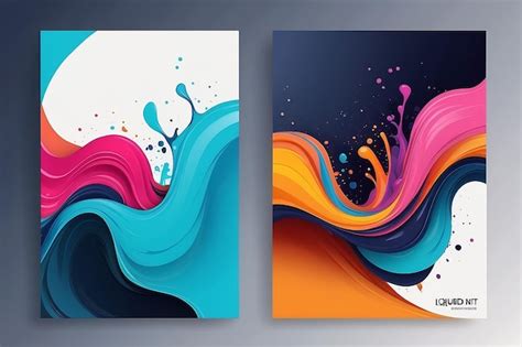 Premium Photo Two Colorful Abstract Poster Liquid Ink Modern Style Trends Background For