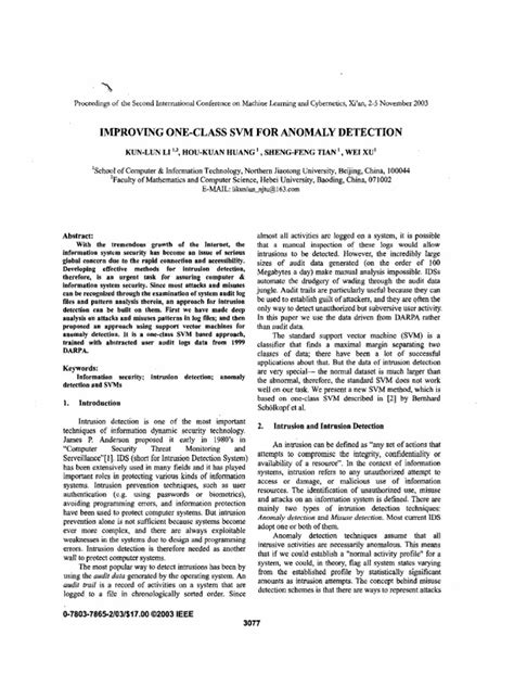 Improving Oneclass Svm For Anomaly Detection Pdf Support Vector Machine Computer Security