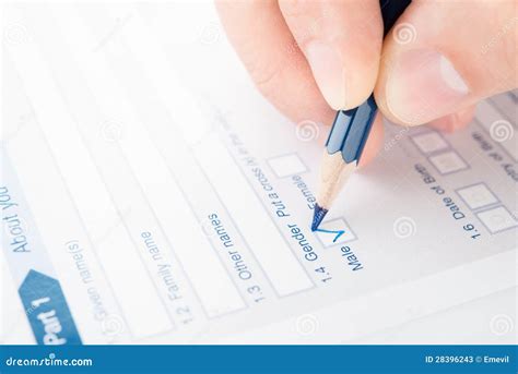 Filling Checkbox In A Questionnaire Stock Image Image Of Performance