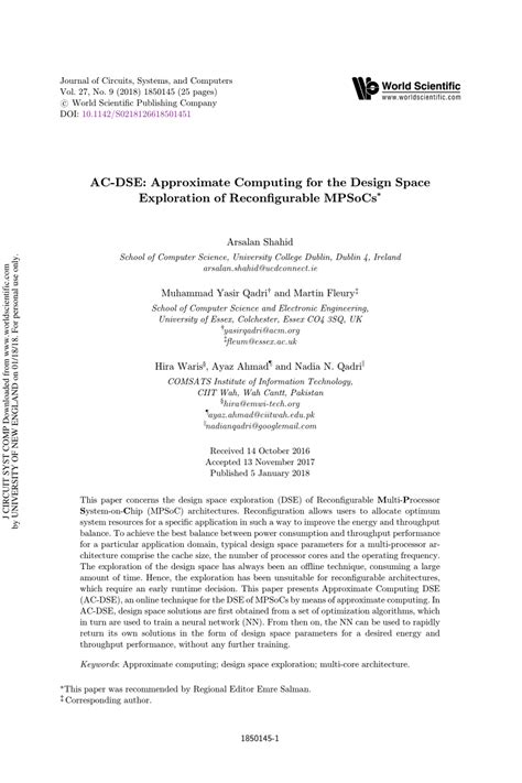 Pdf Ac Dse Approximate Computing For The Design Space Exploration Of Reconfigurable Mpsocs