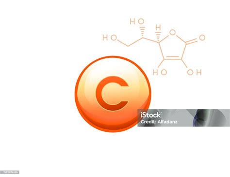 비타민 C 아스코르브산 캡슐은 흰색 배경에 분자식과 구조 벡터 그림을 가지고 있다 건강관리와 의술에 대한 스톡 벡터 아트 및