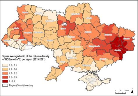 The 3 Year Averaged Ratio Of The Column Density Of No2 Over Ukraine For