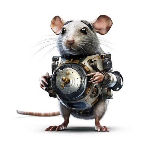 Premium Ai Image A Mouse With A Robot Wearing A Robot Suit Holds A Gear