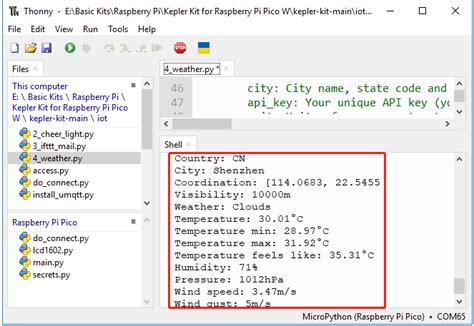 8 4 Real Time Weather From OpenWeatherMap SunFounder Pico 2 W Starter Kit For Raspberry Pi
